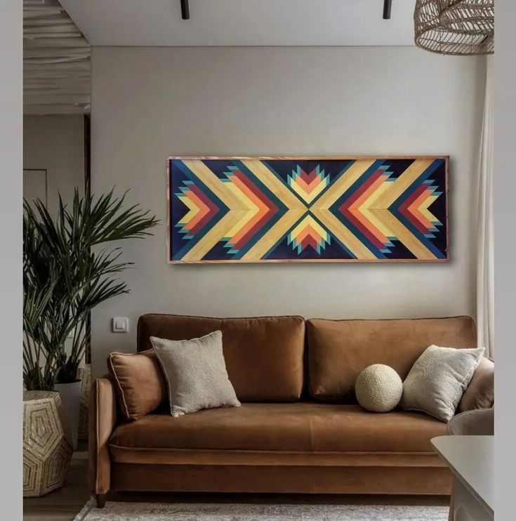 Subika Geometric Wood Mosaic Boho Art – Saajawat