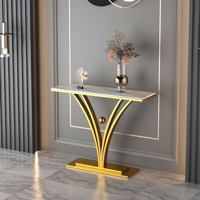 Modern Half Moon Console Table With Gold Base – Saajawat