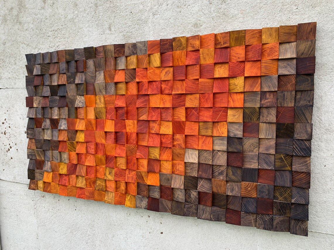 Basalt Wood Sound Diffusor Wood Mosaic Wall Decor – Saajawat