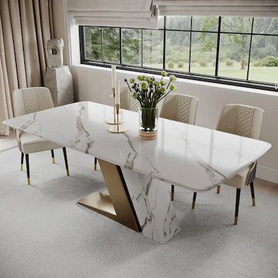Modern Luxurious White Marble Dining Table – Saajawat