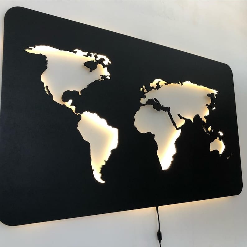 Metal LED World Map Wall Hanging – Saajawat