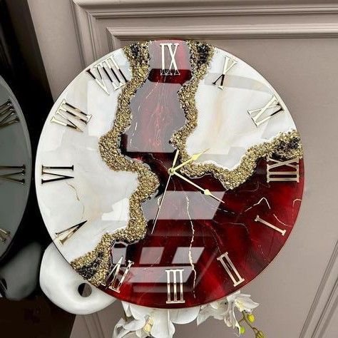 Red Wine Epoxy Resin Wall Clock – Saajawat