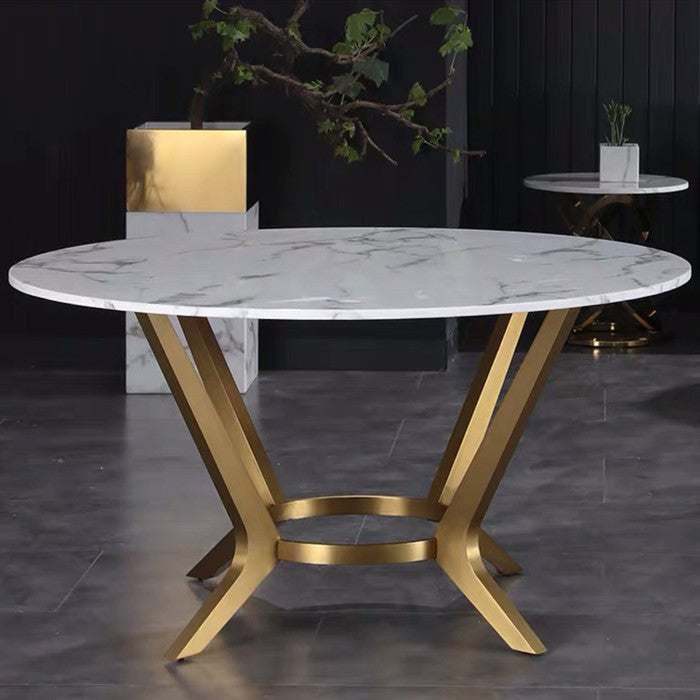 Beautiful Modern Round White Marble Dining Table – Saajawat