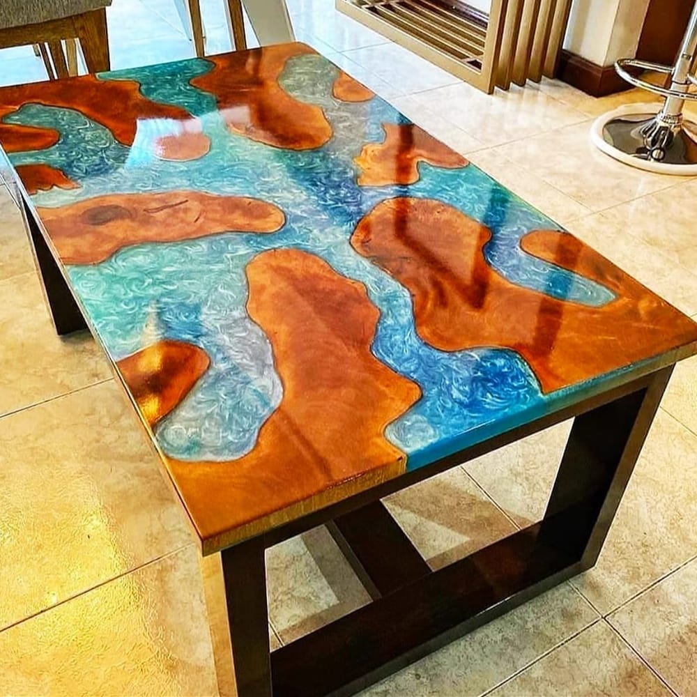 Lake View Epoxy Resin Dining Table – Saajawat
