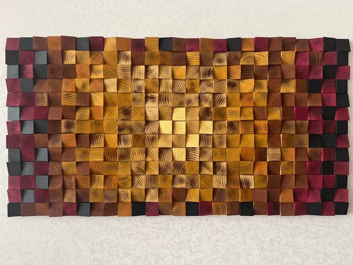 Mustard Piece Wood Mosaic Wall Decor – Saajawat